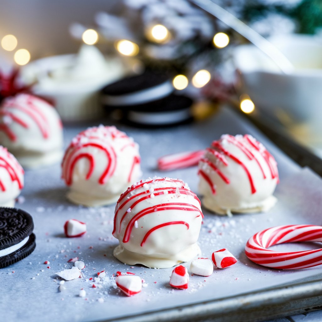 Candy Cane Oreo Truffles Dessert Recipe - snapfoodie.com