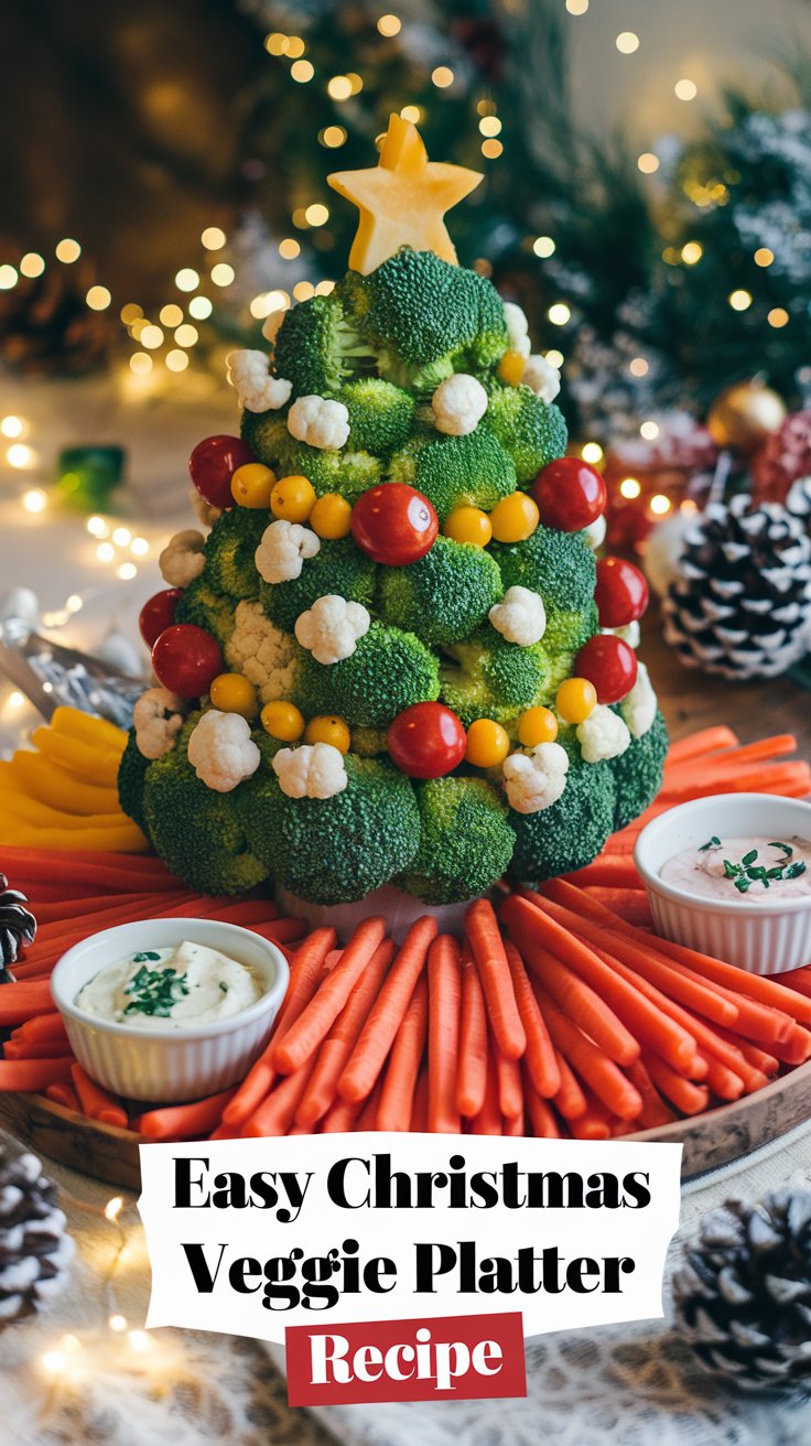 Christmas Tree Veggie Platter Appetizers Recipe - snapfoodie.com