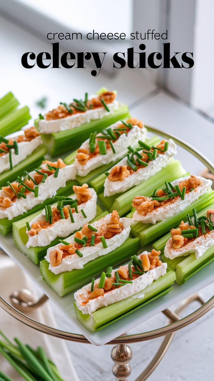 Cream Cheese Stuffed Celery Sticks Appetizer Recipe - snapfoodie.com