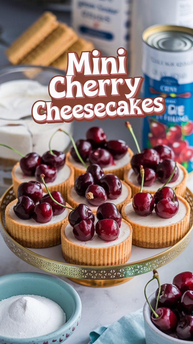 Mini Cherry Cheesecakes Dessert Recipe - snapfoodie.com