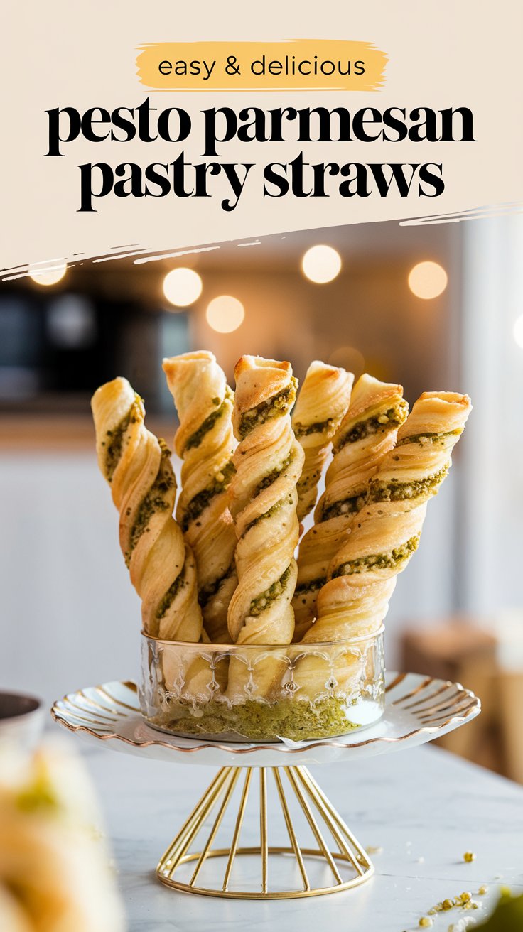 Pesto Parmesan Pastry Straws Appetizer Recipe - snapfoodie.com