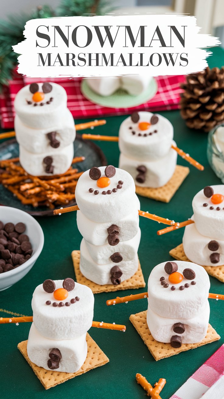 Snowman Marshmallows Snacks Recipe - snapfoodie.com
