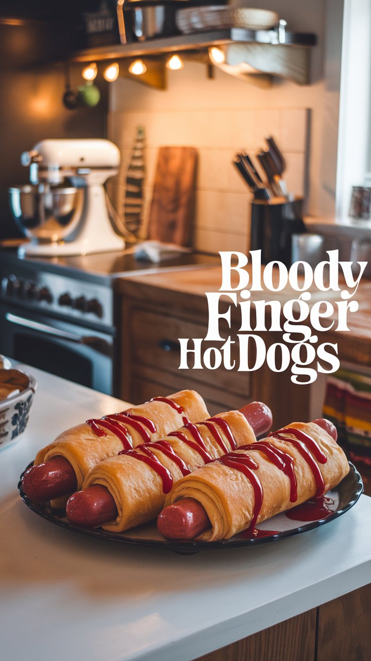 Bloody Finger Hot Dogs Appetizer Recipe - snapfoodie.com