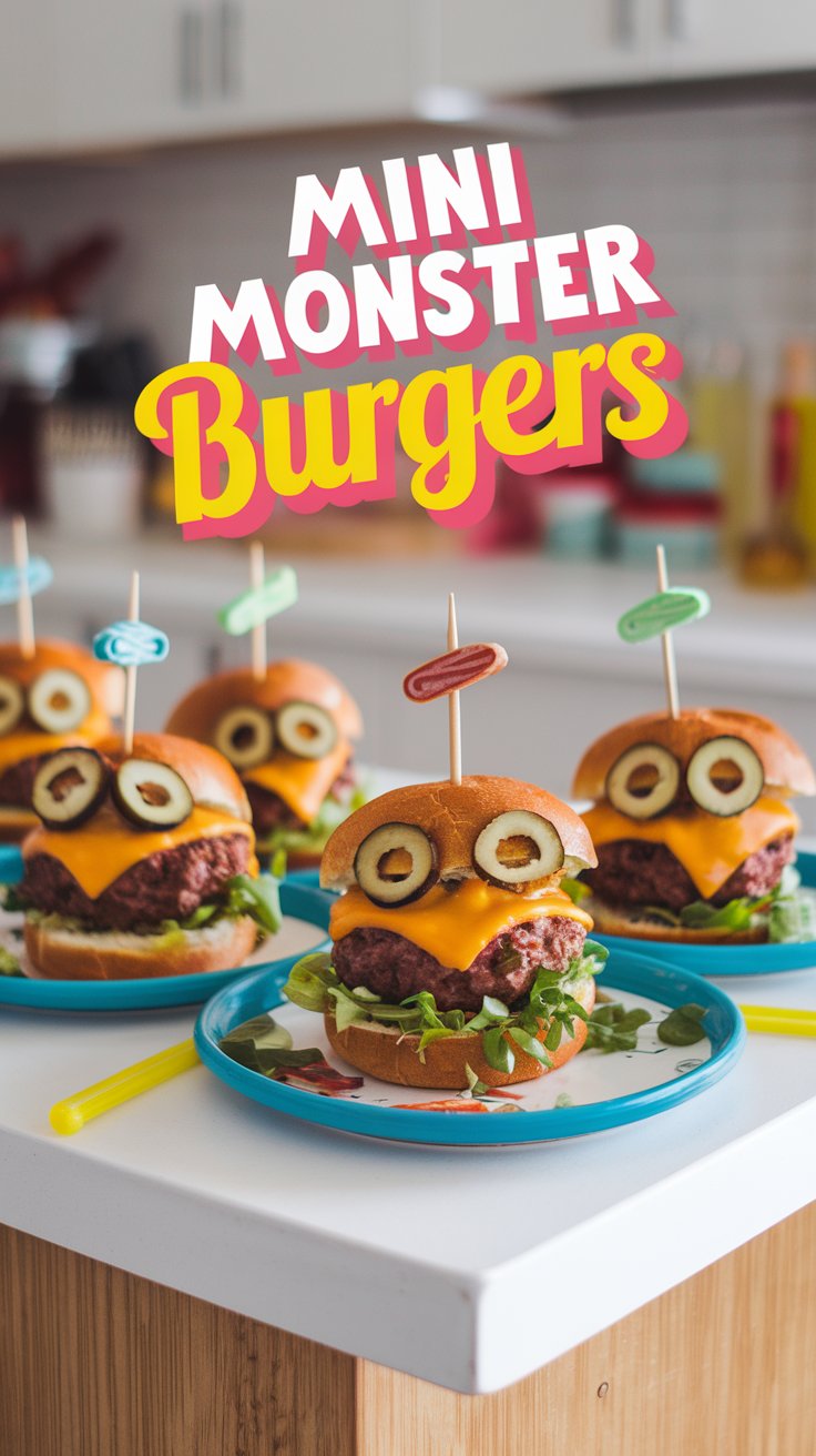 Mini Monster Burgers Appetizer Recipe - snapfoodie.com