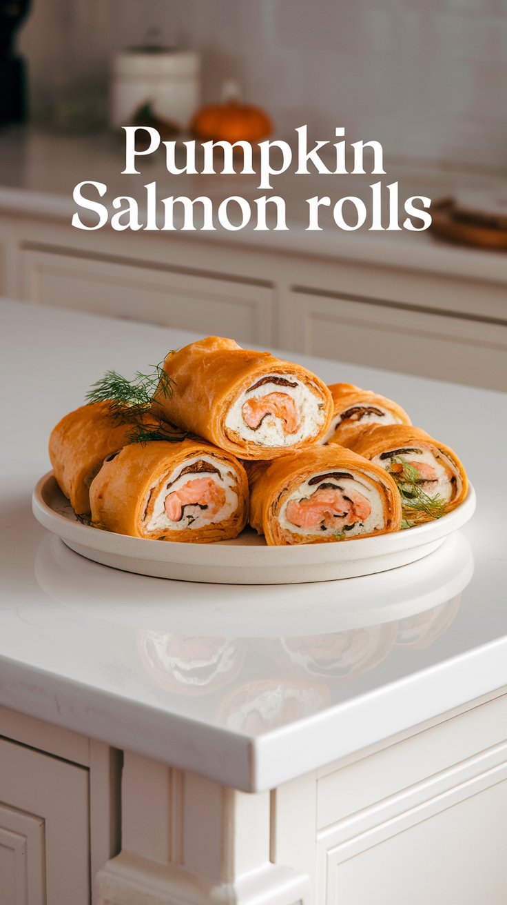 Pumpkin Salmon Rolls Appetizer Recipe - snapfoodie.com