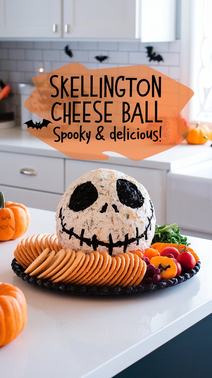 Skellington Cheese Ball Appetizer Recipe - snapfoodie.com