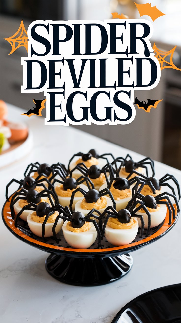 Spider Deviled Eggs Appetizer Recipe - snapfoodie.com