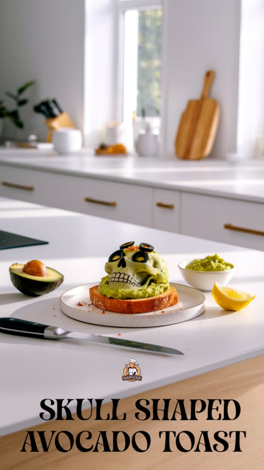 Skull Shaped Avocado Toast Breakfast Recipe - snapfoodie.com