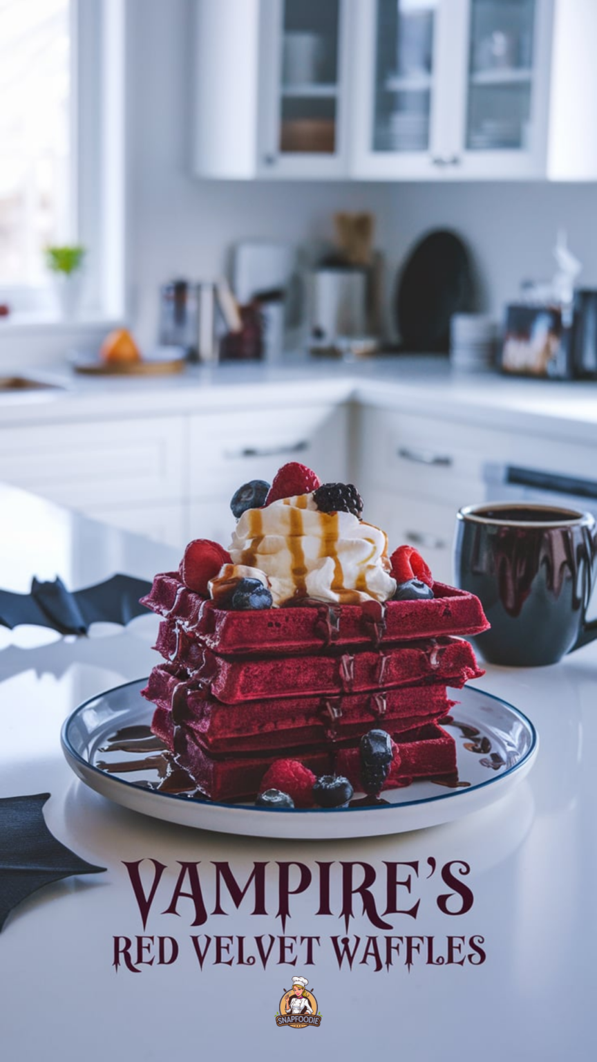 Vampire's Red Velvet Waffles Breakfast Recipe - snapfoodie.com