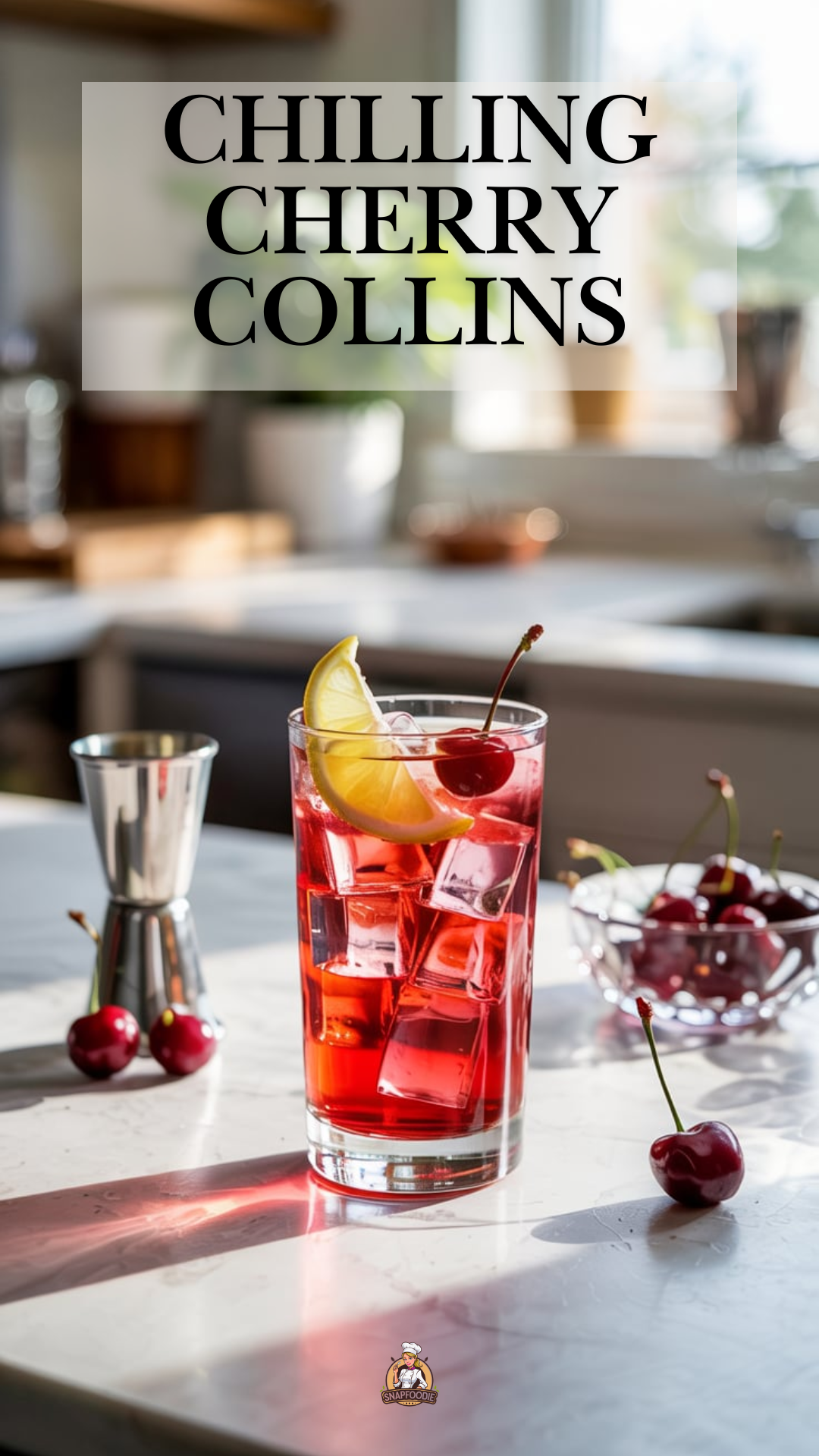 Chilling Cherry Collins Cocktail Recipe - snapfoodie.com