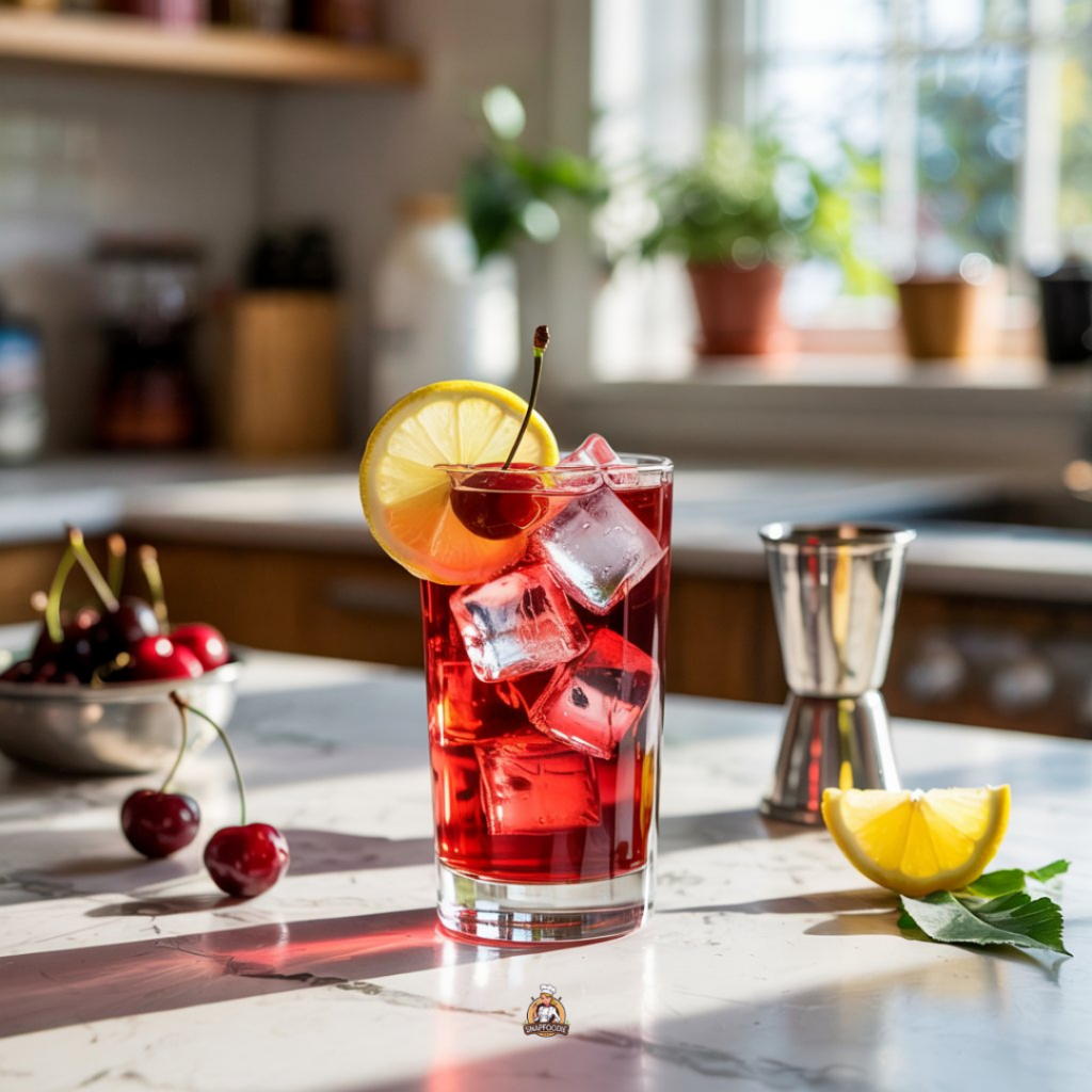 Chilling Cherry Collins Cocktail Recipe - snapfoodie.com