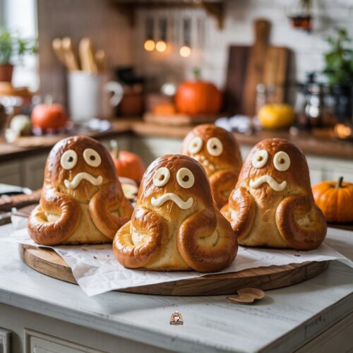 Ghost-Shaped Dinner Rolls Bread Recipe - snapfoodie.com
