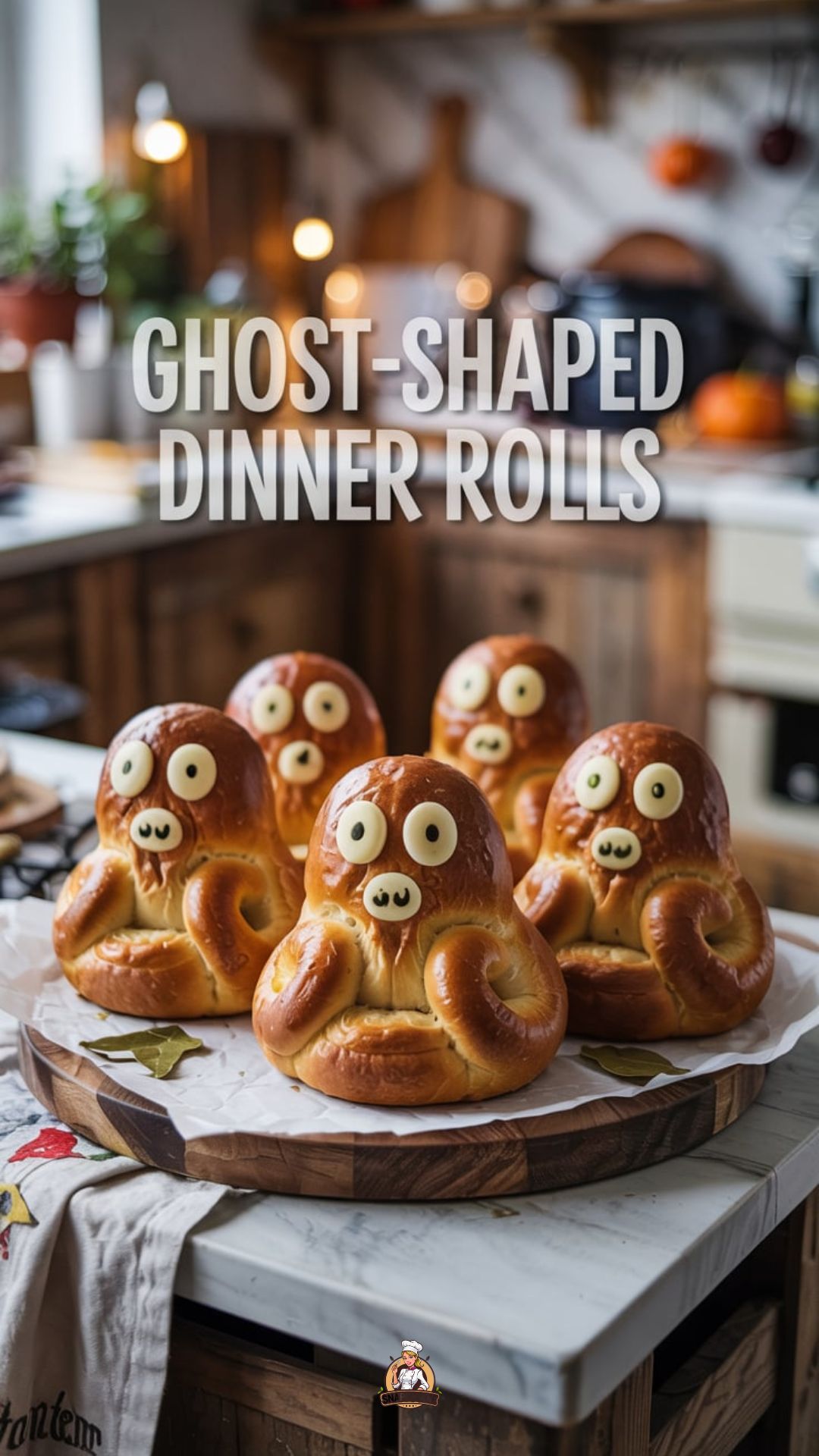 Ghost-Shaped Dinner Rolls Bread Recipe - snapfoodie.com