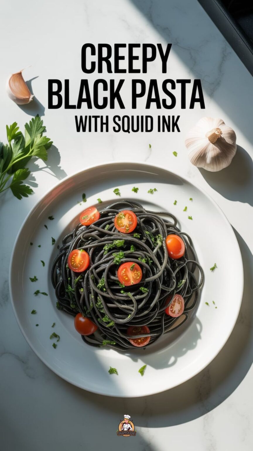 Creepy Black Pasta with Squid Ink Dinner Recipe - snapfoodie.com